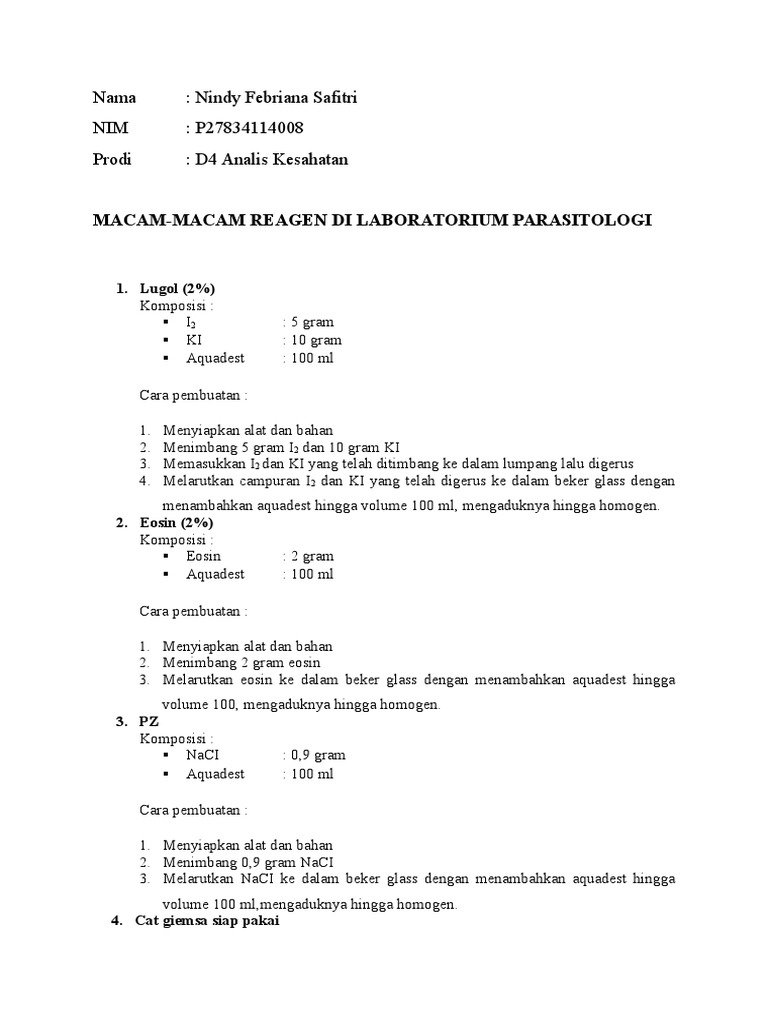 Macam-Macam Reagen Laboratorium | PDF