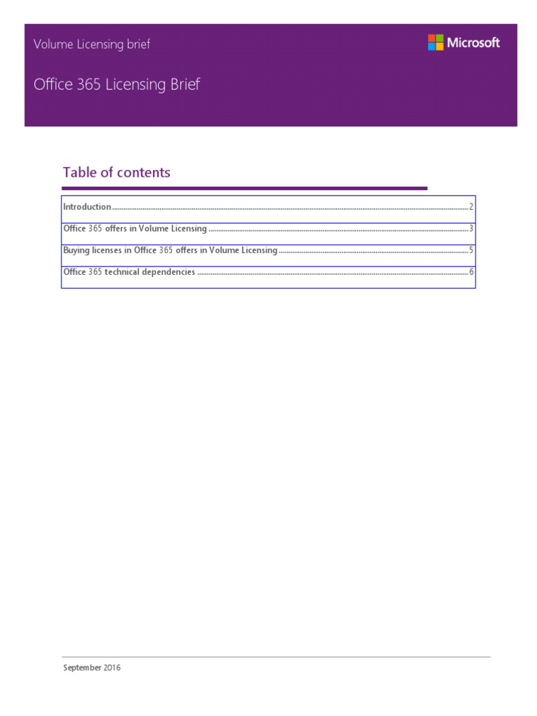 Office365 Licensing Guide Sept2016 | PDF | Office 365 | Share Point