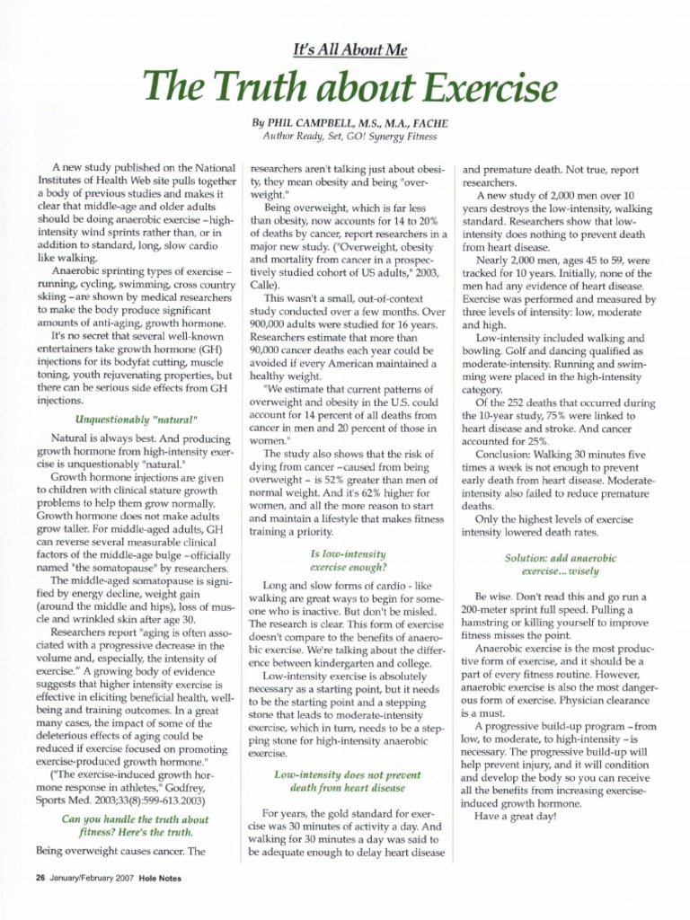 The Truth About Exercise | PDF | Growth Hormone | Physical Exercise