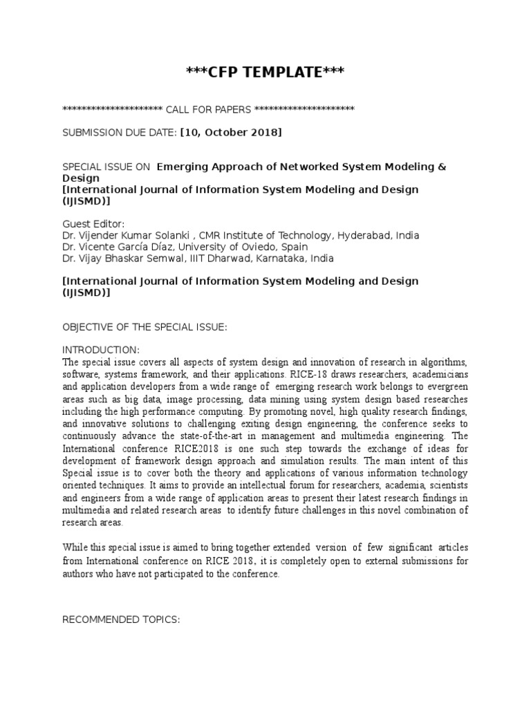 2 SI CFP Template | PDF | Information System | Big Data