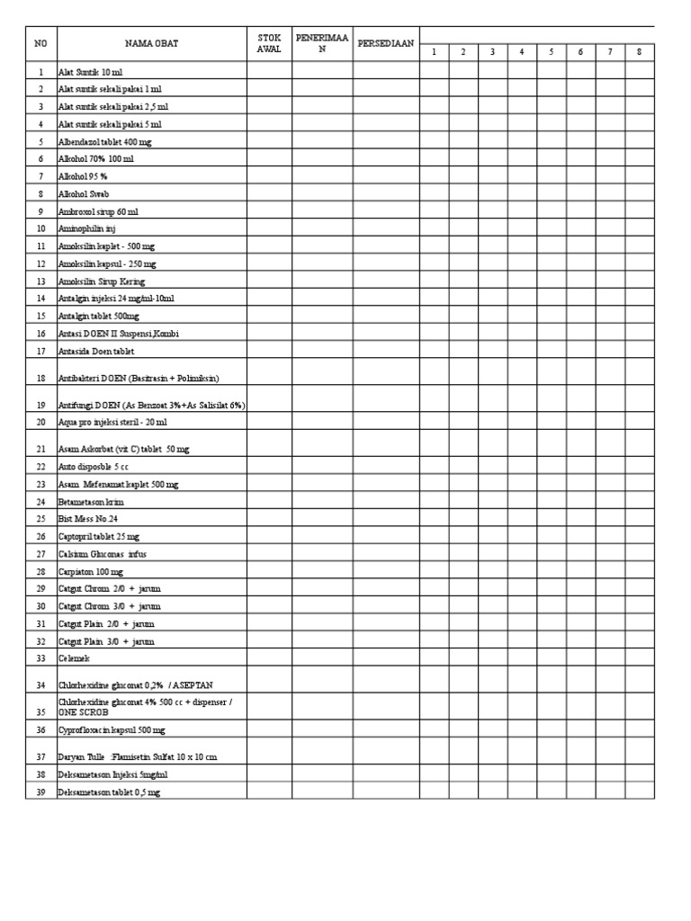 Format Rekap Pemakaian Obat | PDF