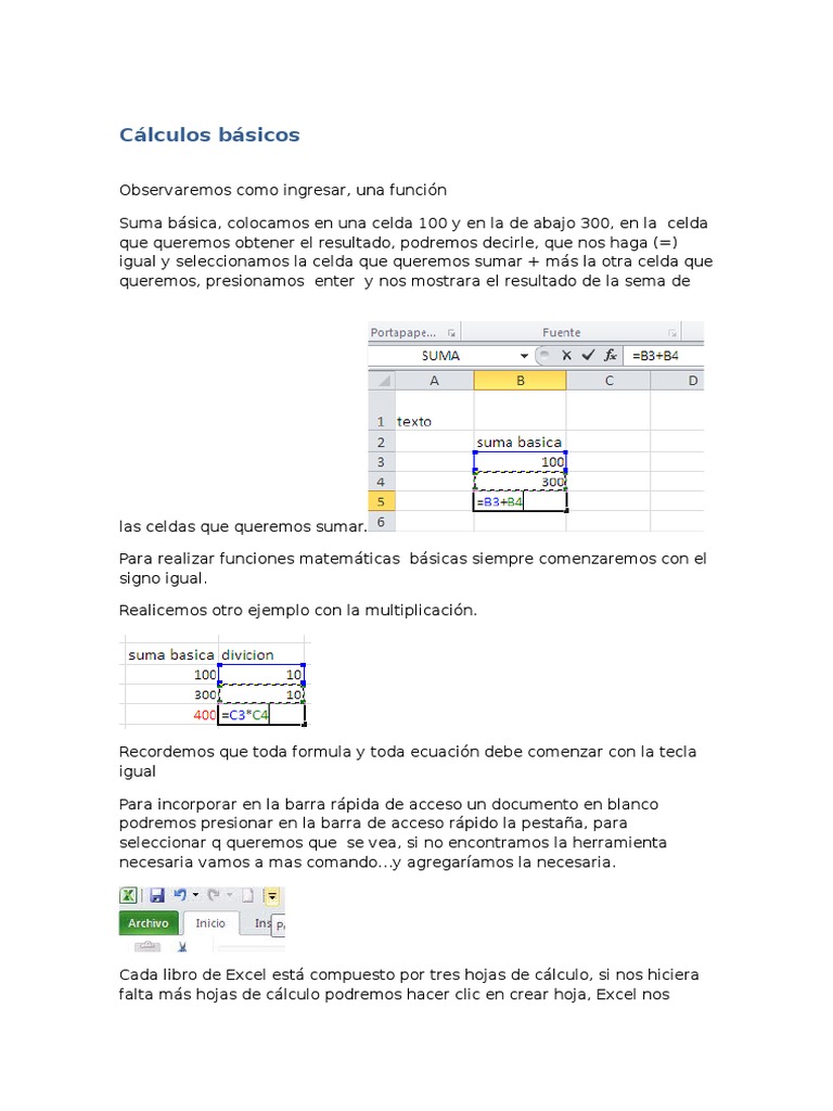2 Cálculos Básicos | PDF | Hoja de cálculo | Informática
