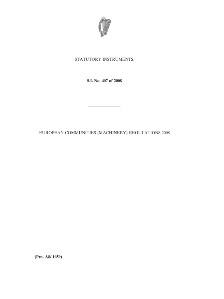 European Communities (Machinery) Regulations 2008 | PDF | Government ...