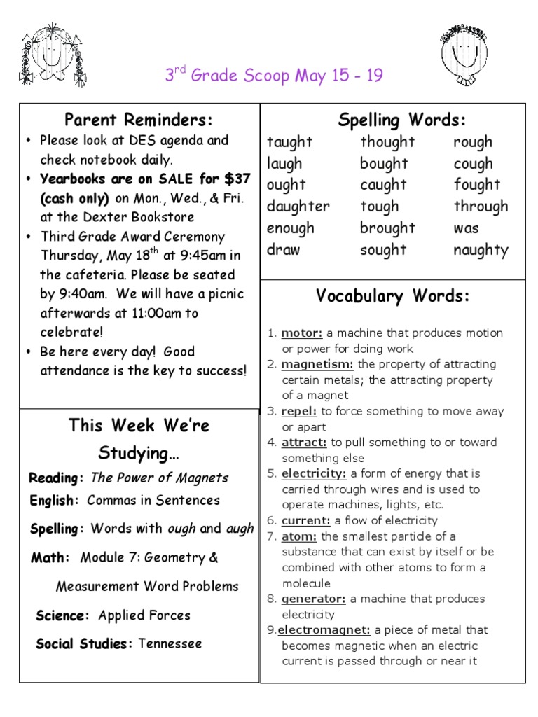 3rd Grade Weekly Update: May 15-19 | PDF
