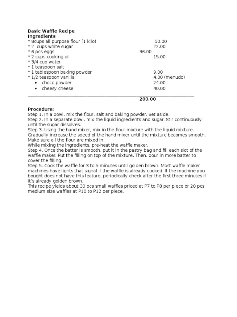 Basic Waffle Recipe | PDF