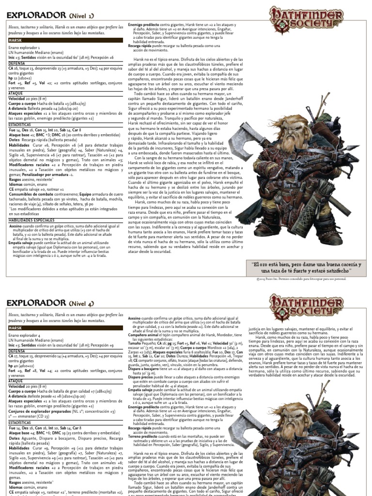 Hoja Personaje Harsk | PDF | Naturaleza | Deportes
