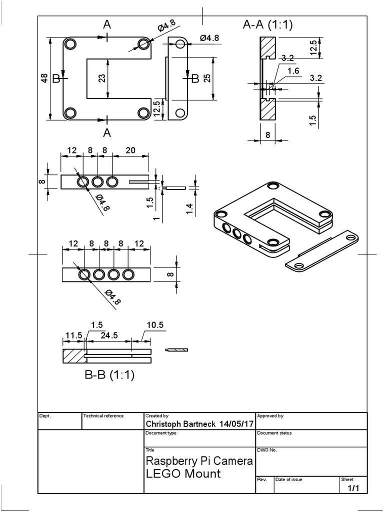 Raspberry Pi Lego Camera Mount Drawing | PDF