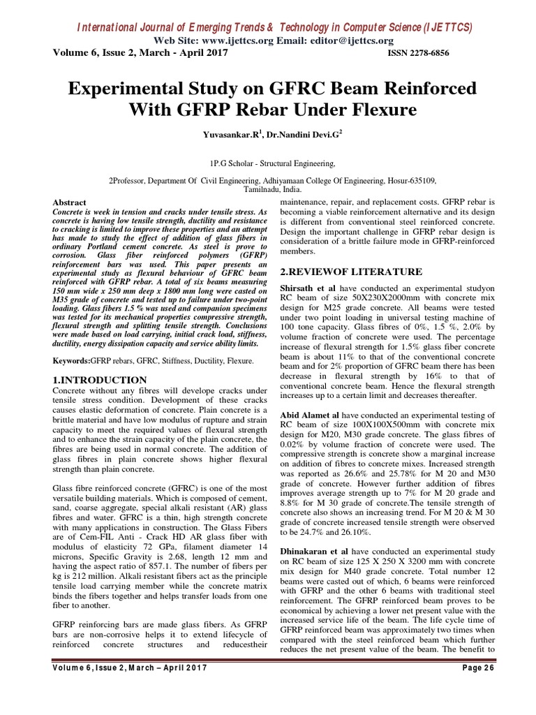 Flexural Study of GFRC with GFRP Rebar | PDF