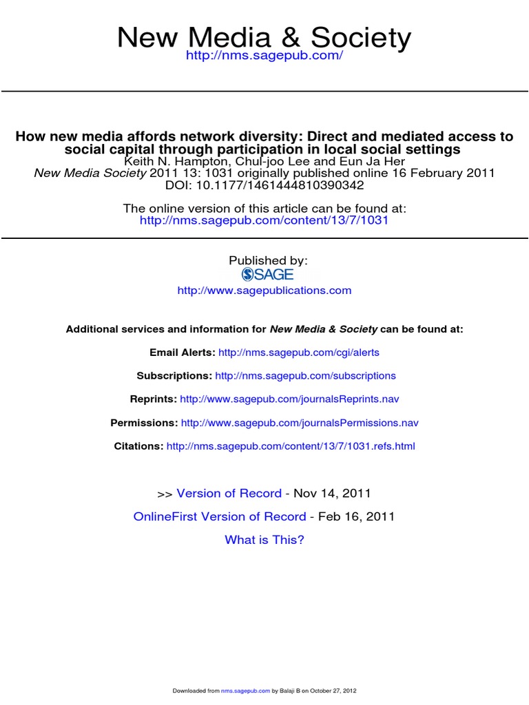 New Media | PDF | Social Capital | Social Networking Service
