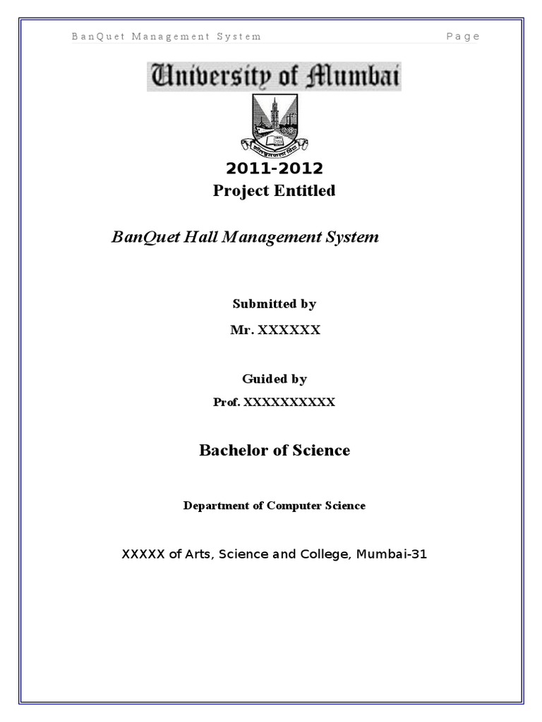 Banquet Hall Management System: Project Entitled | PDF | Component ...