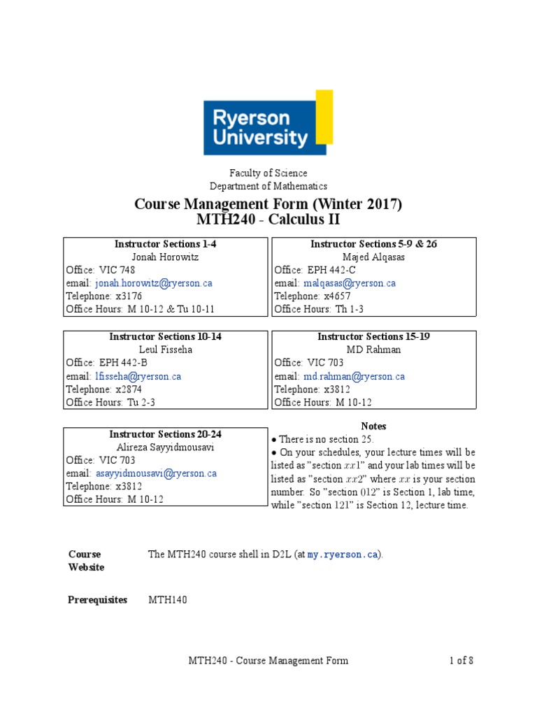 Course Management Form - MTH240 W17 | PDF | Test (Assessment ...