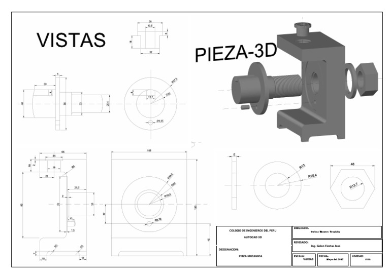 Pieza Mecanica-Autocad | PDF