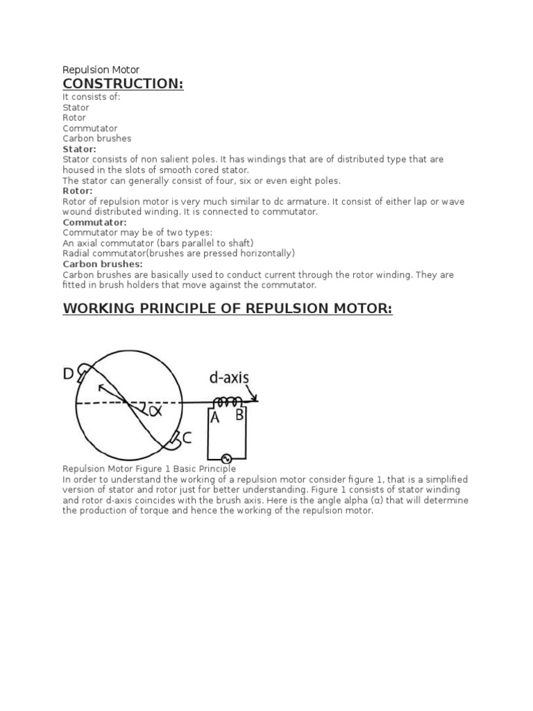 Construction:: Repulsion Motor | PDF | Electromagnetism | Electrical ...