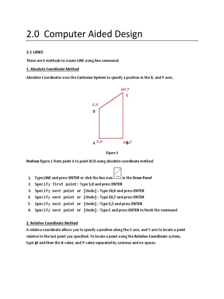 2 0 Computer Aided Design 2 1 Lines Pdf Cartesian Coordinate System Coordinate System