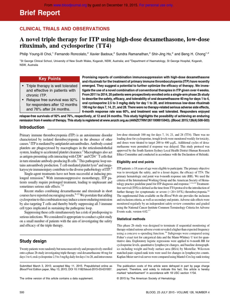 A Novel Triple Therapy For ITP Using Hgh-Dose Dexamethasone, Low Dose ...