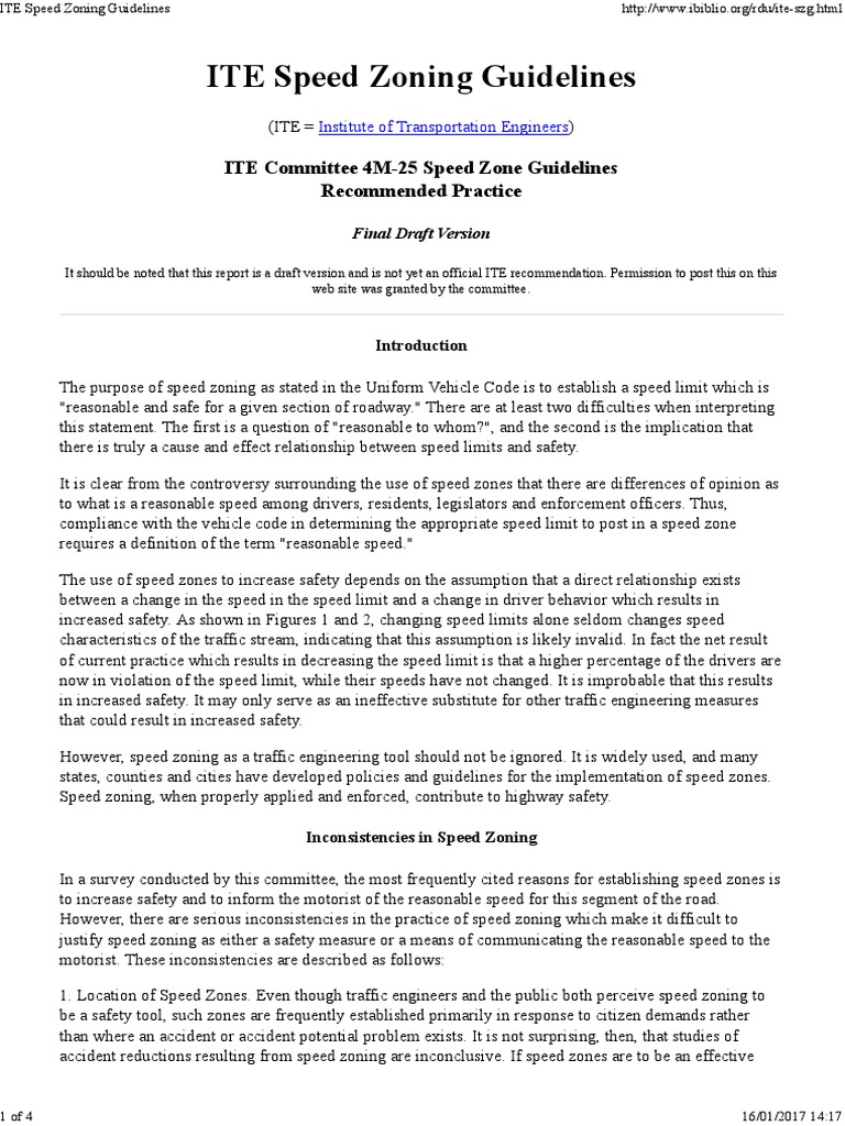 ITE Speed Zoning Guidelines | PDF | Speed Limit | Traffic