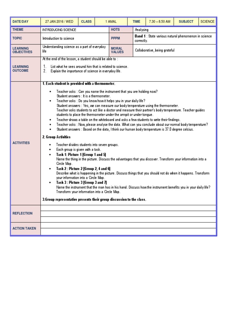 Example Science Lesson Plan PDF | PDF
