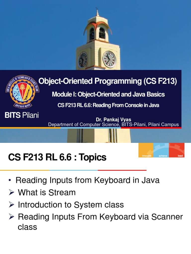 Object-Oriented Programming (CS F213) : BITS Pilani | PDF | Input ...