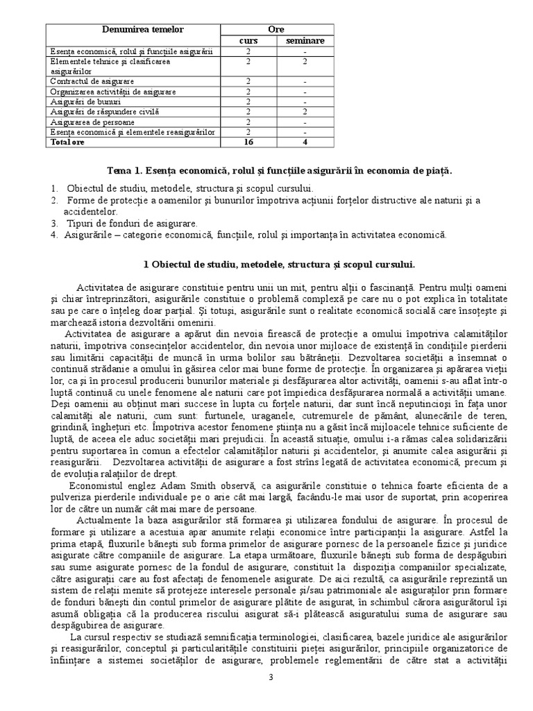 Conspect - Asigurari Si Reasigurari ASEM | PDF