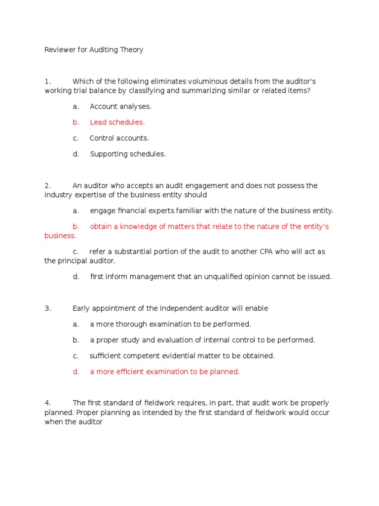 Aud Theo | PDF | Financial Audit | Certified Public Accountant