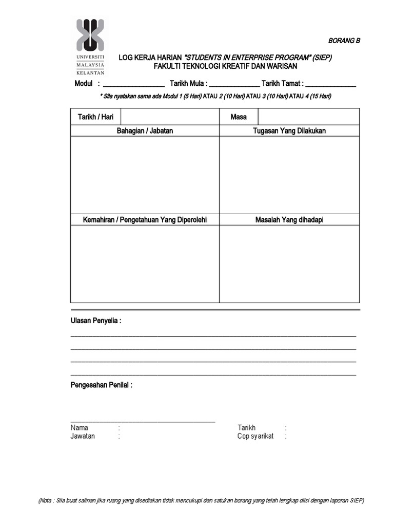 Borang B SIEP | PDF