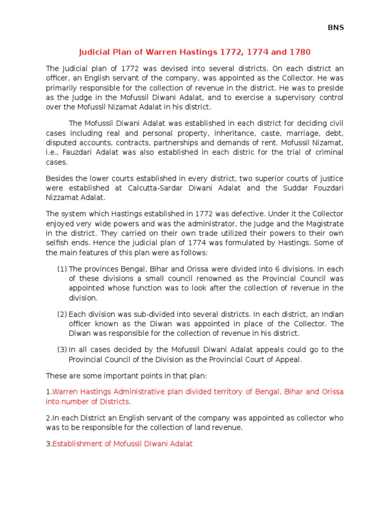 Warren Hastings' Judicial Reforms in British India: Establishment of a Multi-Tiered Court System ...