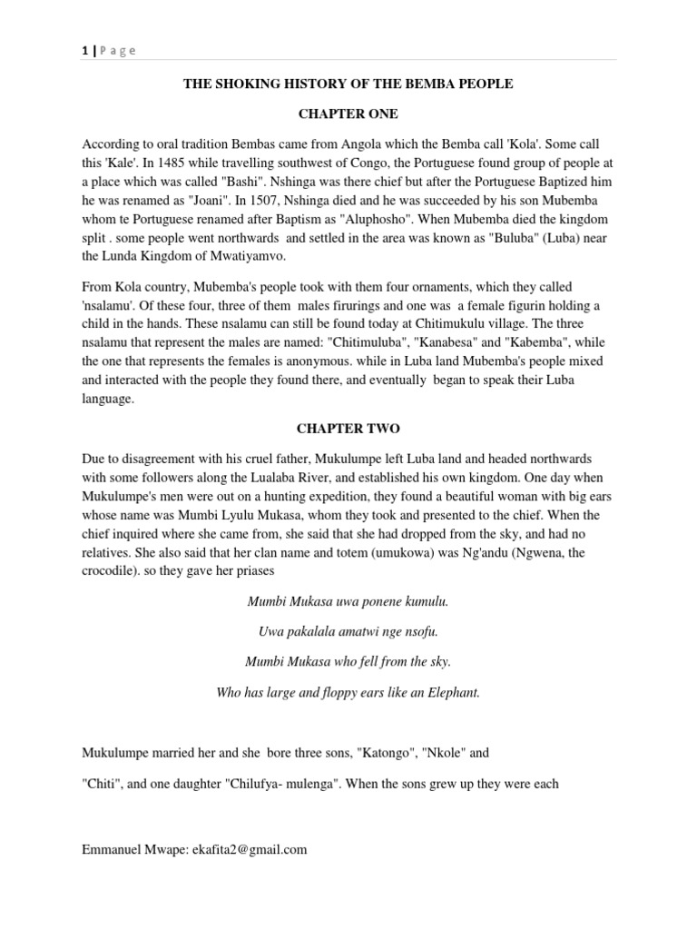 History and Culture of the Bemba People of Zambia