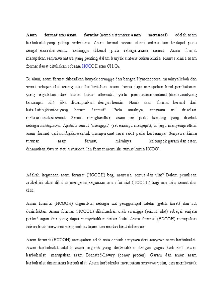 Asam Format | PDF | Sains & Matematika