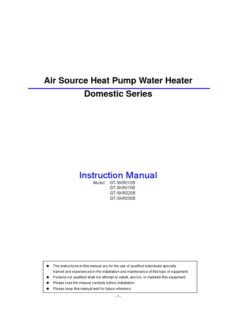 Domestic Heat Pump Instruction Manual | PDF | Heat Pump | Air Conditioning