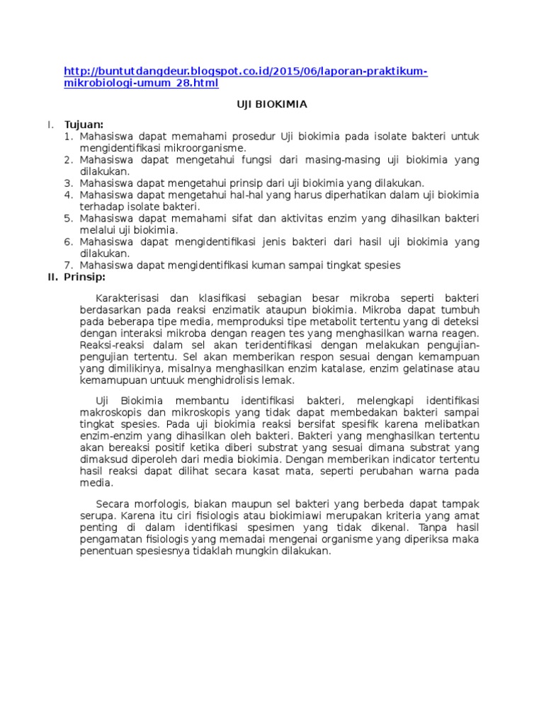 Uji Biokimia untuk Identifikasi Bakteri | PDF | Pengembangan Diri