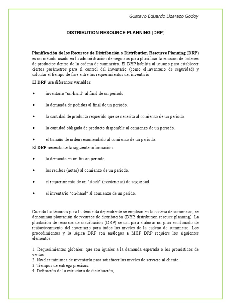 Planificación de Recursos de Distribución DRP | PDF | Inventario ...