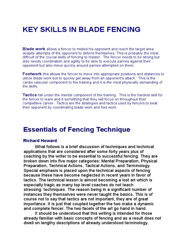 Key Skills in Blade Fencing | PDF | Fencing | Motivation