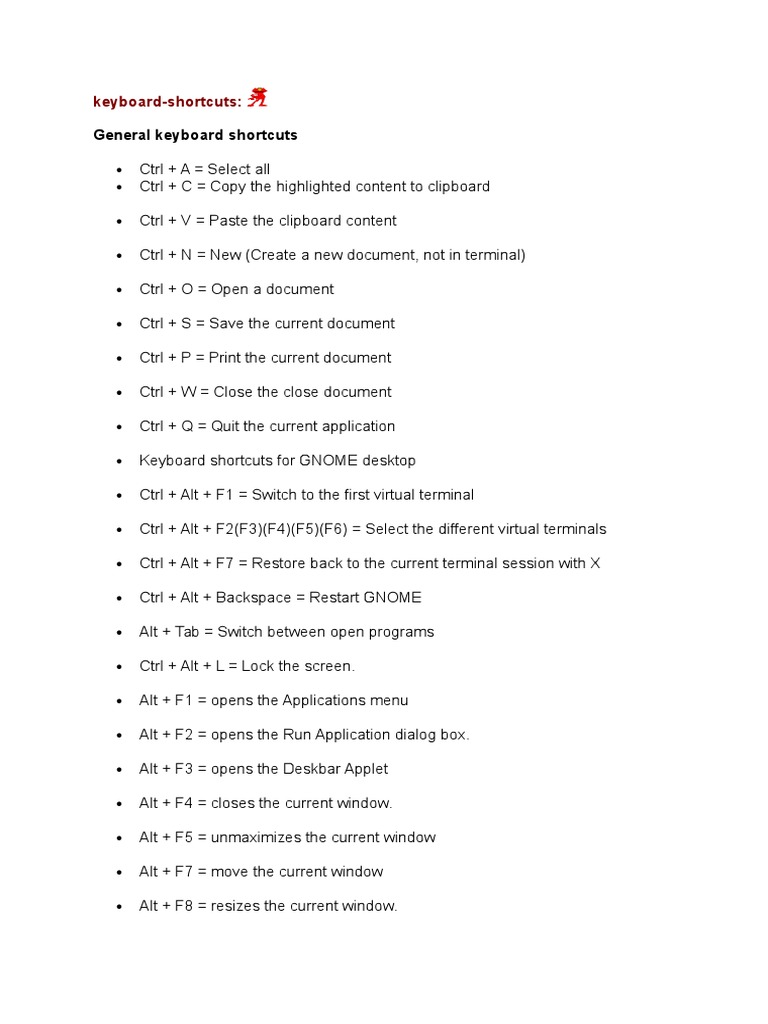 Keyboard Short Cuts | PDF | Computer Keyboard | Human–Computer Interaction