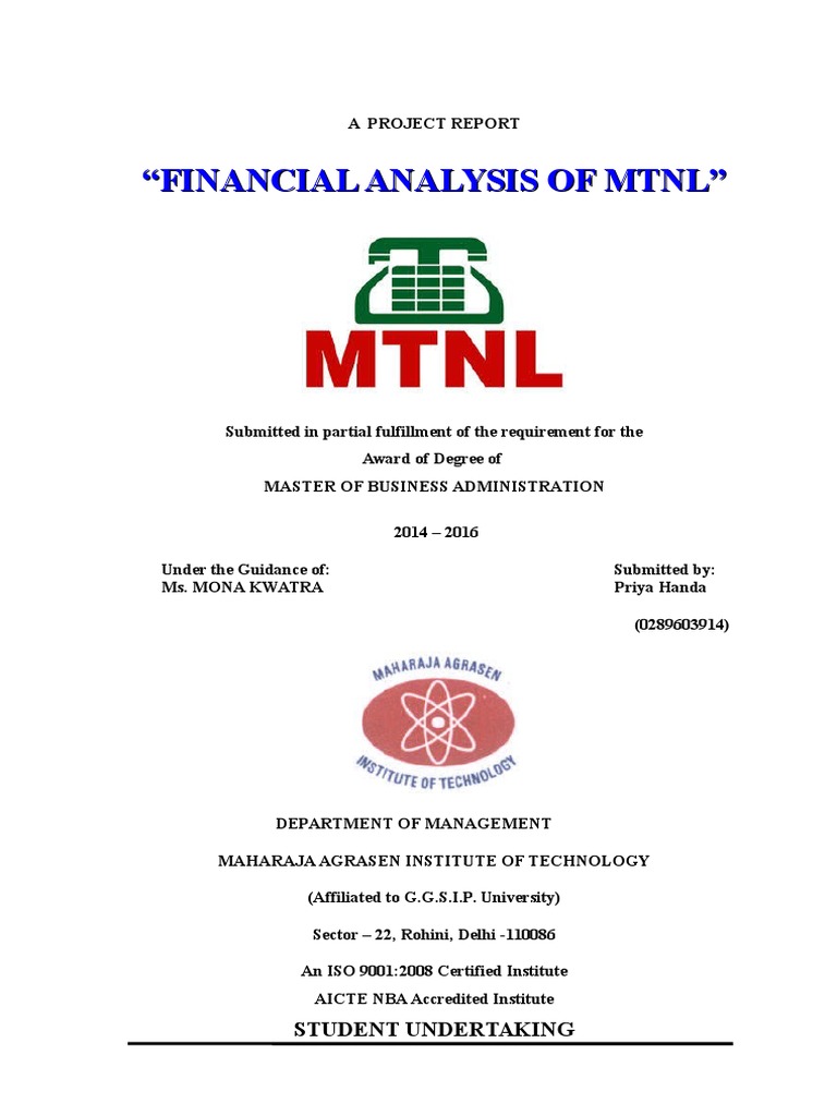 Financial Analysis of MTNL | PDF | Board Of Directors | Internet