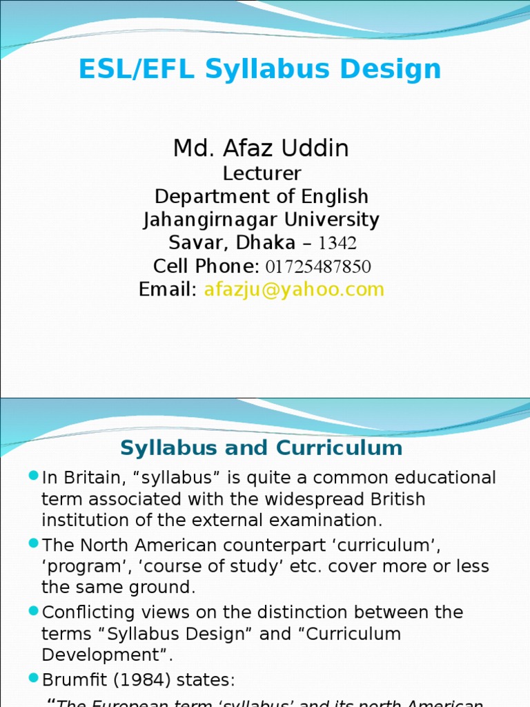 Syllabus Design 1 | PDF | Curriculum | Syllabus
