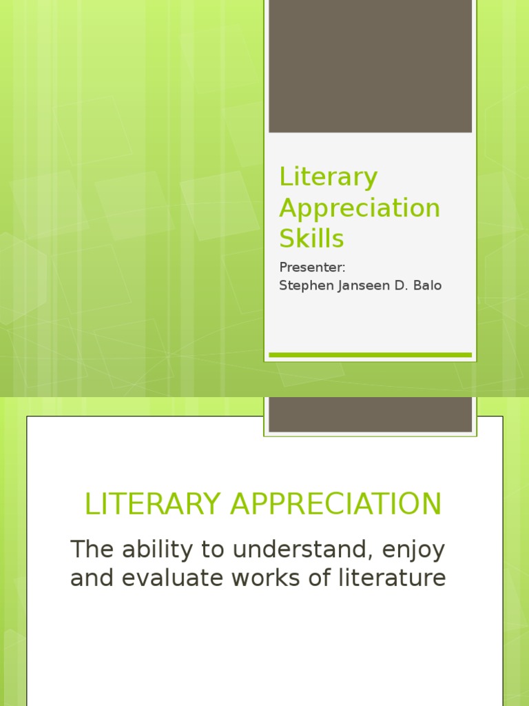Literary Appreciation Skills | PDF