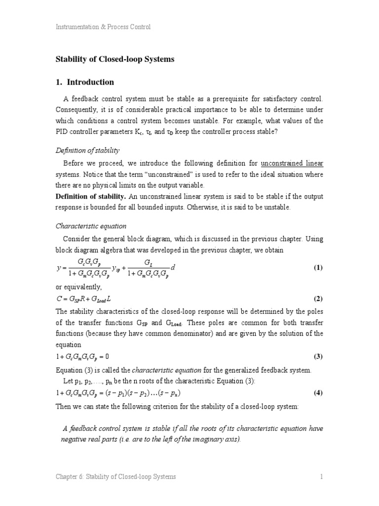 Stability in Closed-loop Systems | PDF | Control Theory | Mathematical ...