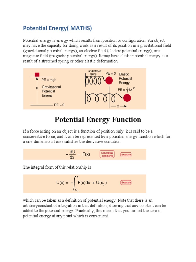 Potential (Math) | PDF | Potential Energy | Force