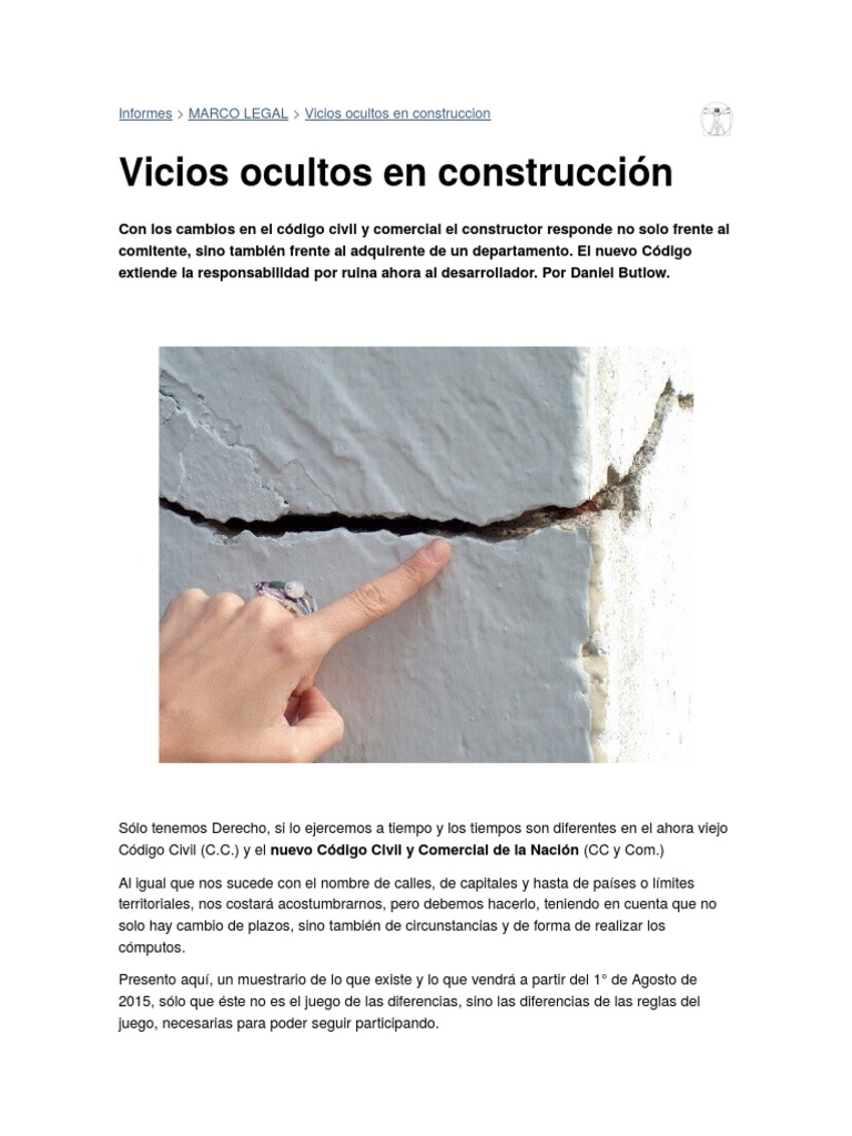 Vicios Ocultos en Construcción en El Nuevo Código Civil | Justicia ...