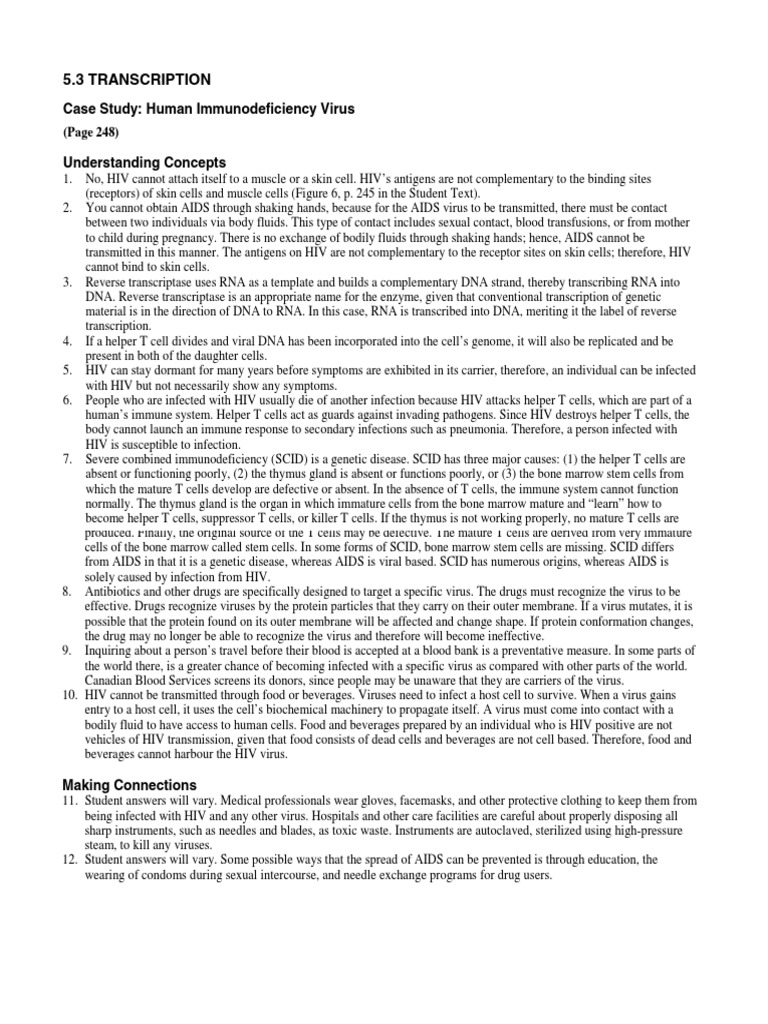 Case Study Hiv Answers PDF | PDF | Hiv | Virus