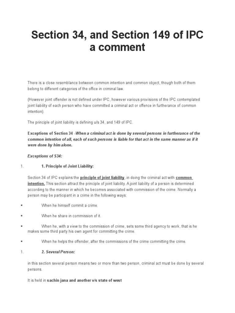 Section 34 | PDF | Vicarious Liability | Crime & Violence