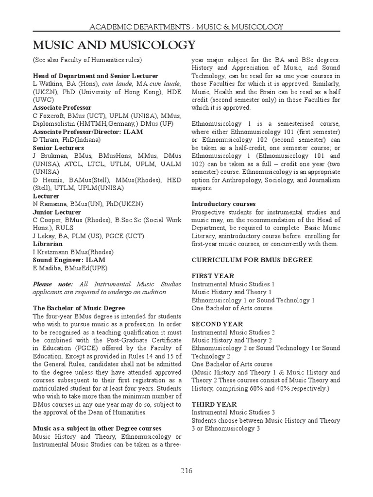 Department Music | PDF | Thesis | Academic Degree