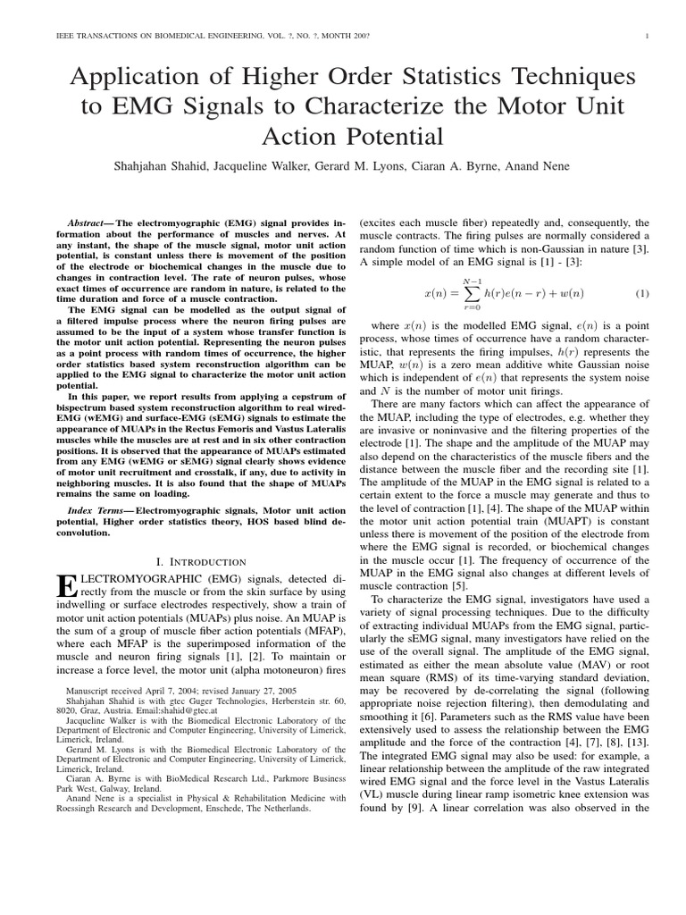 IEEE Bio | Download Free PDF | Electromyography | Spectral Density
