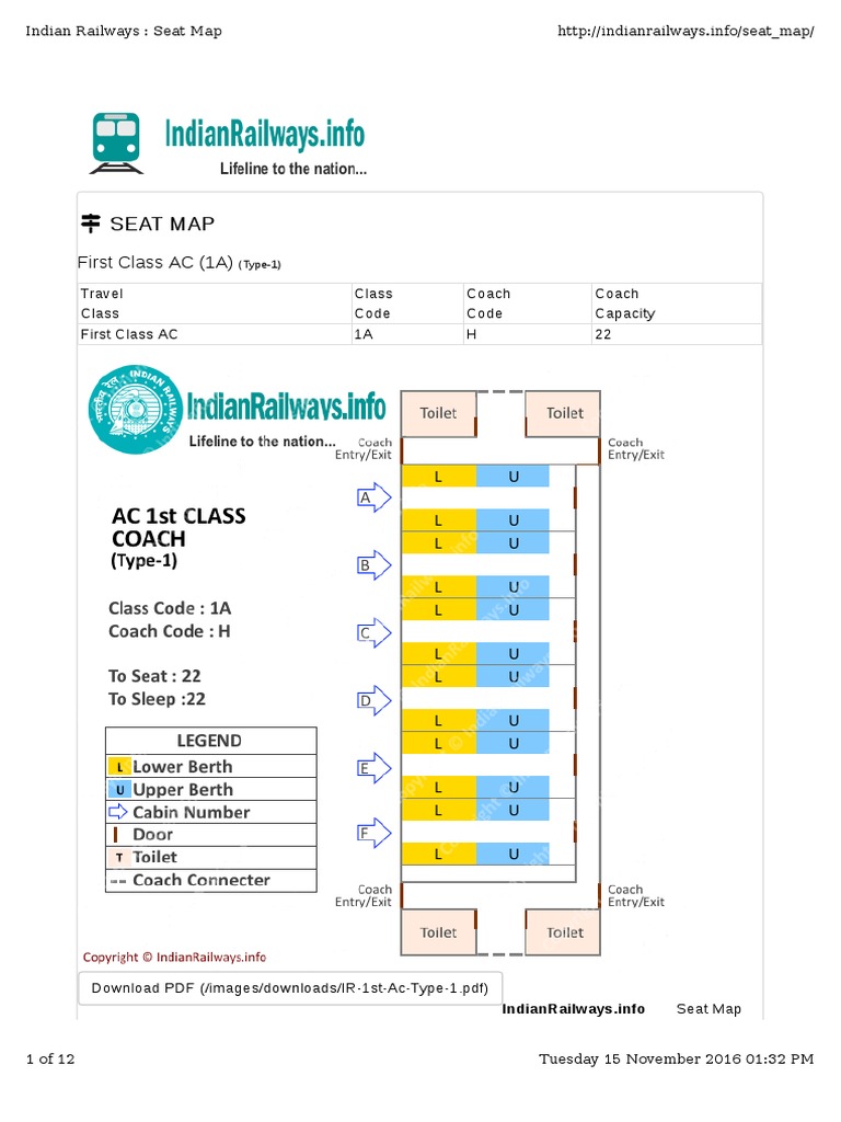 Indian Railways: Seat Map | PDF | Rail Transport | Passenger Rail Transport