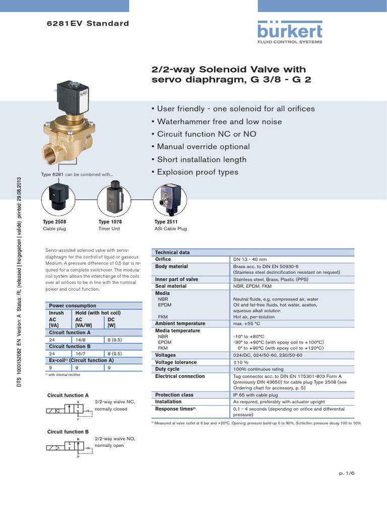 Datasheet 6281-Ev 120127 Eng | PDF | Valve | Voltage