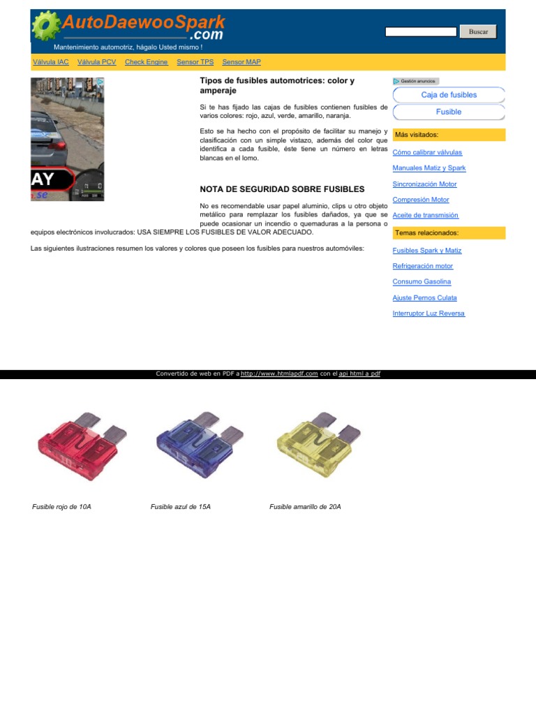 Significado de Los Colores de Los Fusibles | PDF | Fusible (Eléctrico ...