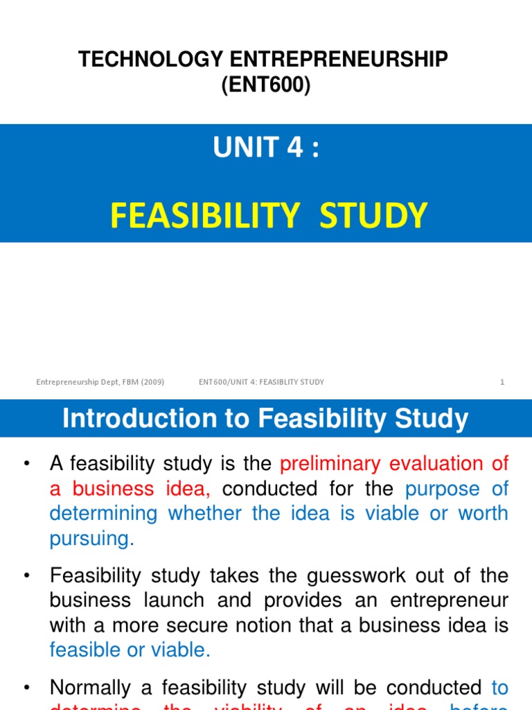 Unit 4 (Feasibility Study) | PDF | Feasibility Study | Entrepreneurship