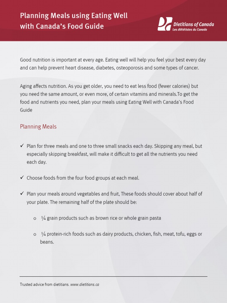 Planning Meals Using Eating Well With Canada's Food Guide | PDF ...