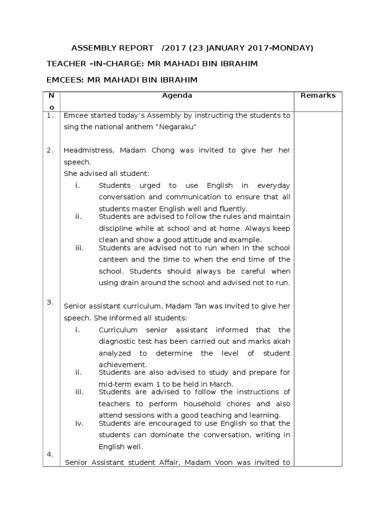 Assembly Report 1 | PDF | Traditions | Quality Of Life