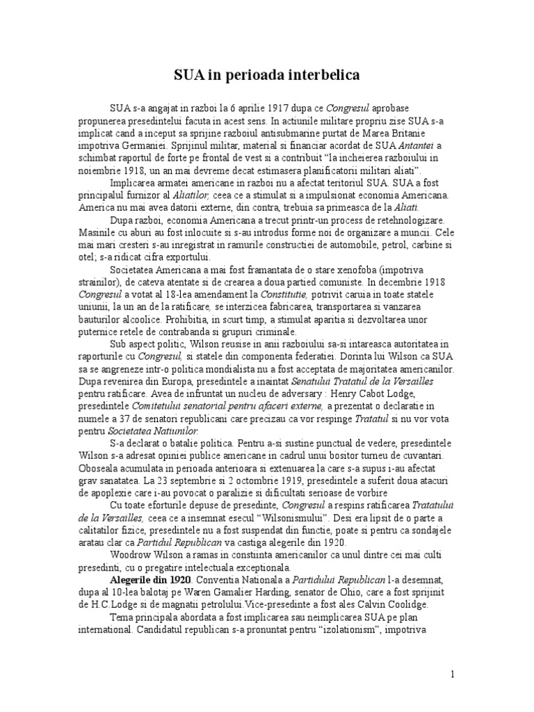 SUA Interbelica | PDF